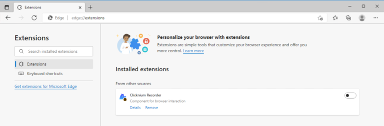 Microsoft Edge Extension | Clicknium